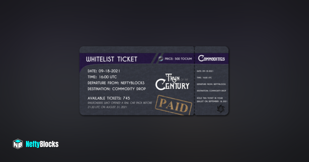 Whitelist Ticket - Commodities #195 | NeftyBlocks | The #1 Trade to ...