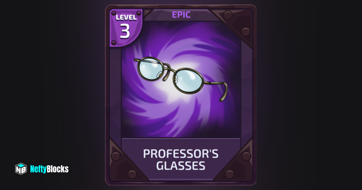Professor's Glasses - Epic Level 3 | NeftyBlocks | The #1 Trade to Earn NFT Marketplace on WAX