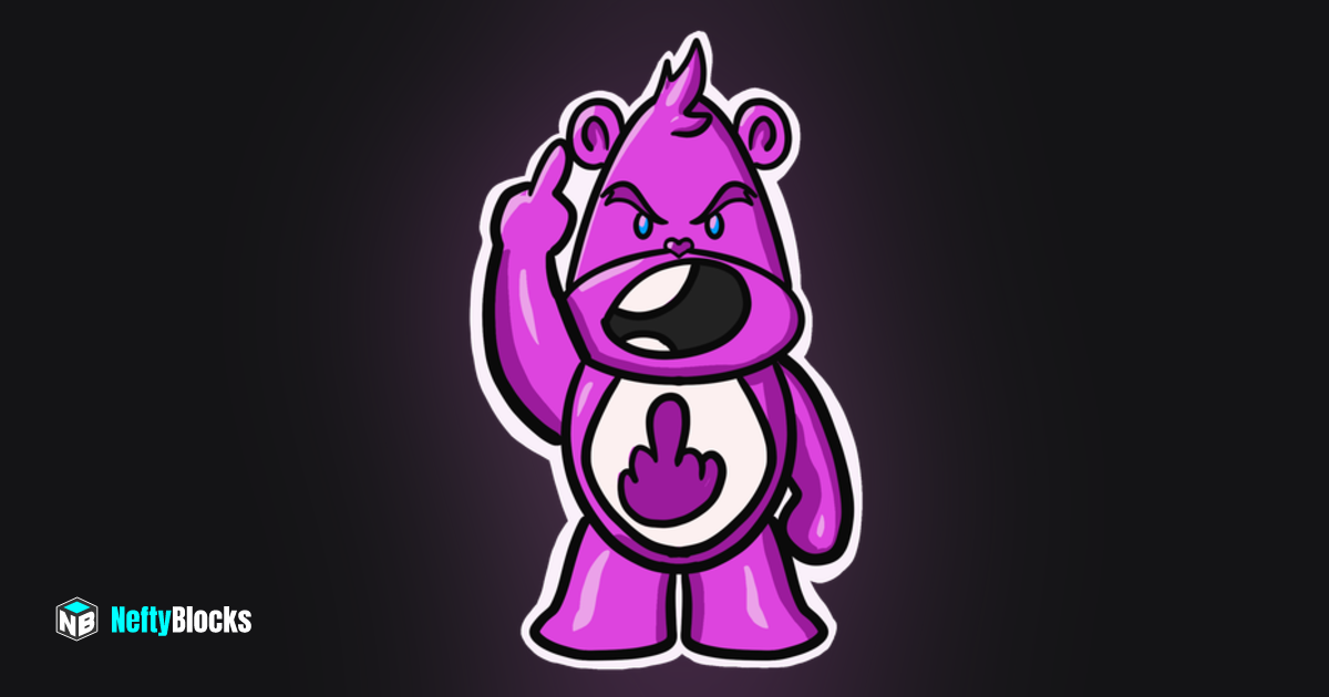 Cute GFY Bear Sticker (Pink) #113 | NeftyBlocks | The #1 Trade to Earn ...