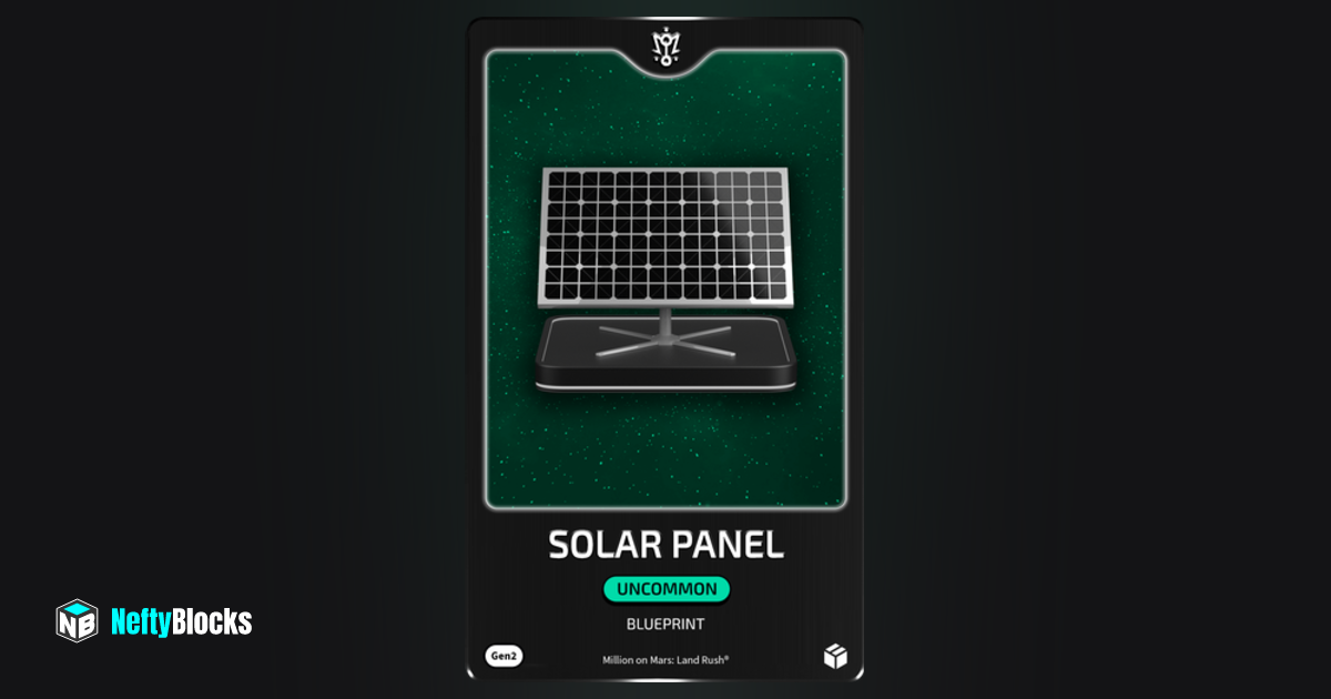 Uncommon Solar Panel #1943 | NeftyBlocks | The #1 Trade to Earn NFT ...
