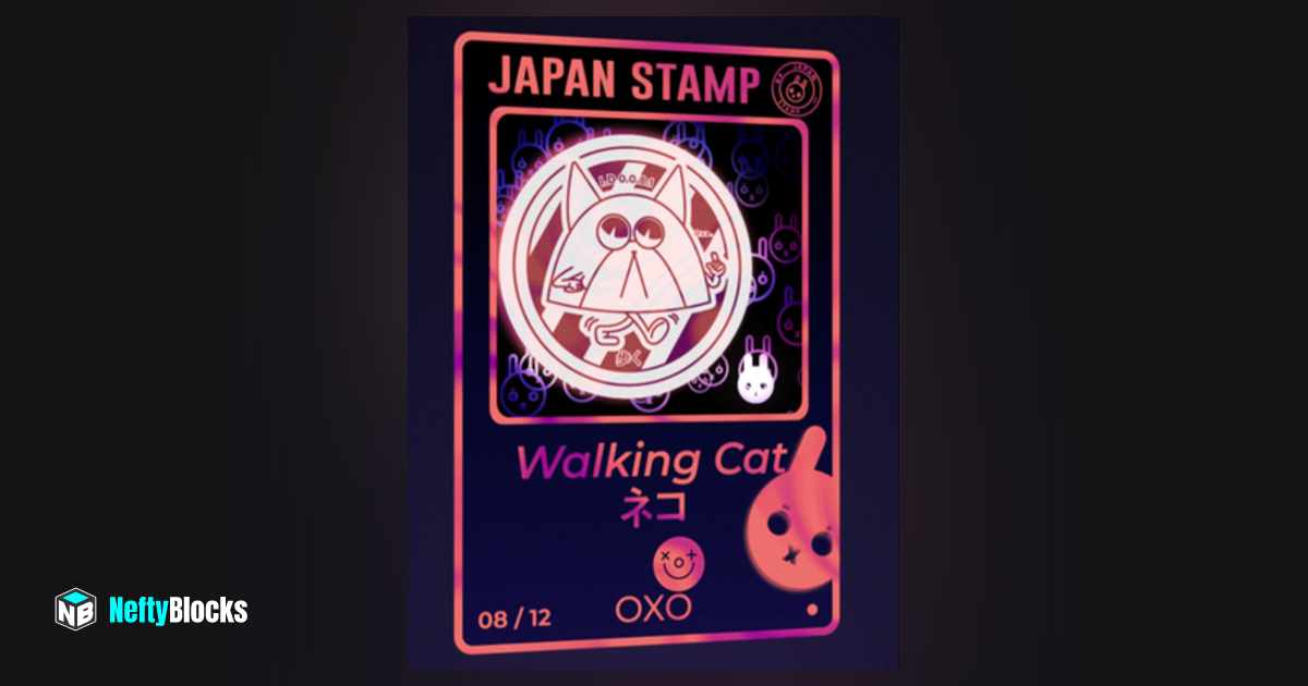 Japan Stamp - Walking Cat "oxo" (Guy's) | NeftyBlocks | The #1 Trade to ...