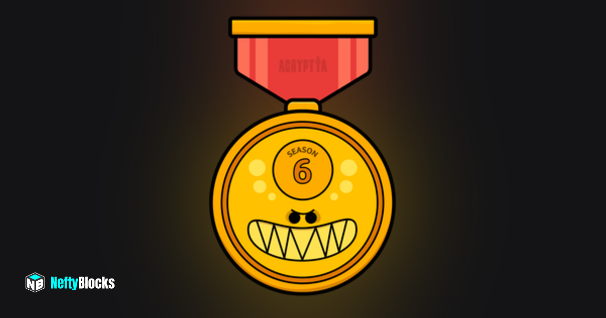 Acryptia Gold Medal - Season 6 #66 | NeftyBlocks | The #1 Trade to Earn NFT Marketplace on WAX