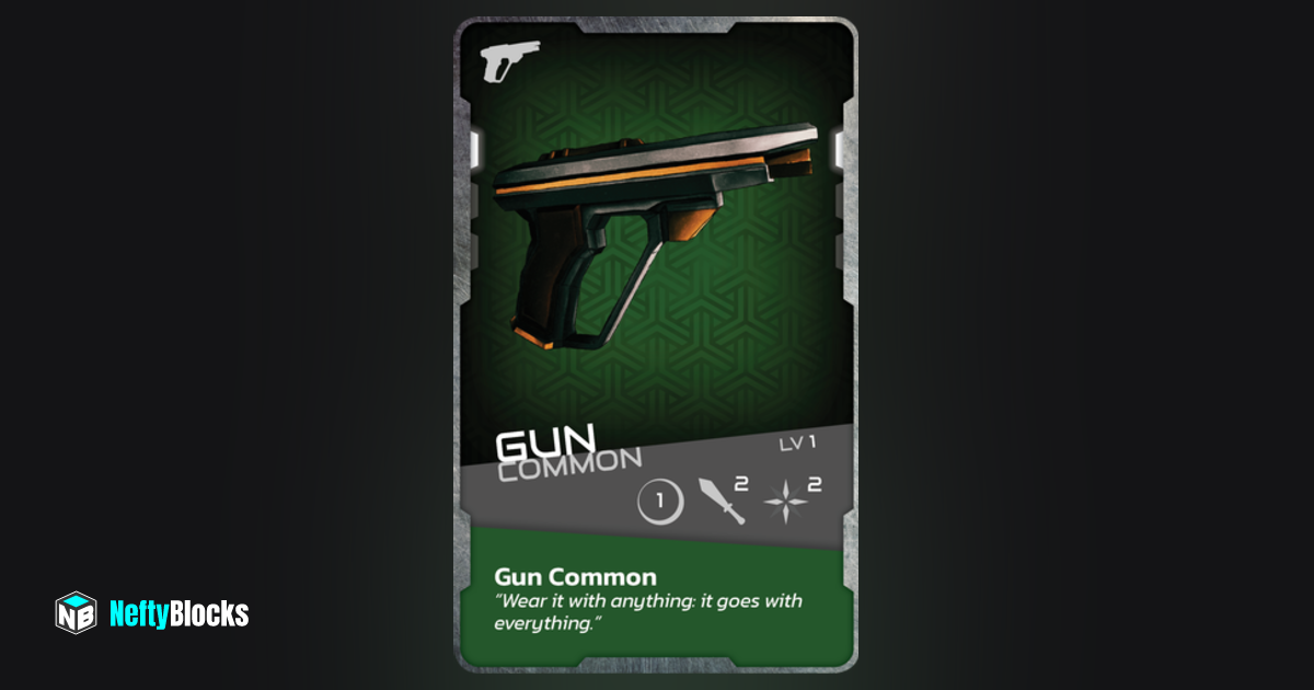 Gun Common #35 | NeftyBlocks | The #1 Trade to Earn NFT Marketplace on WAX