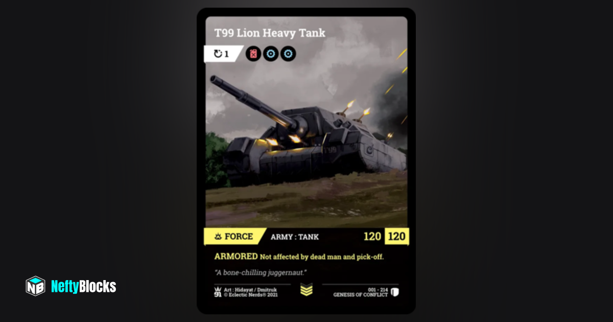 T99 Lion Heavy Tank #826 | NeftyBlocks | The #1 Trade to Earn NFT ...