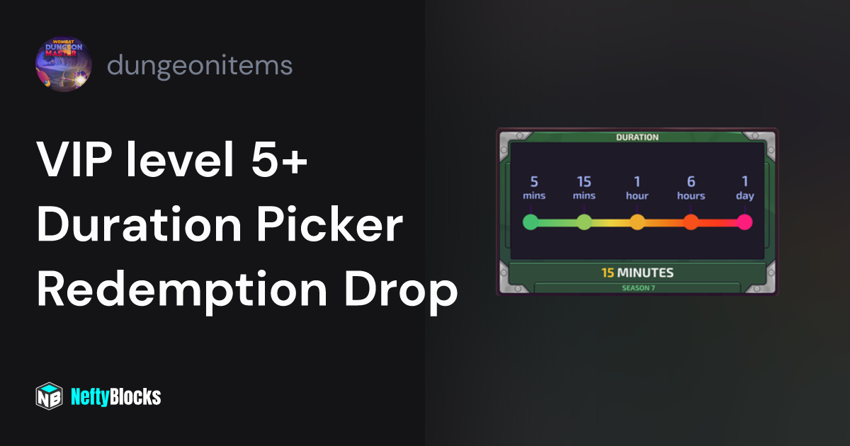 VIP level 5+ Duration Picker Redemption Drop - dungeonitems on ...