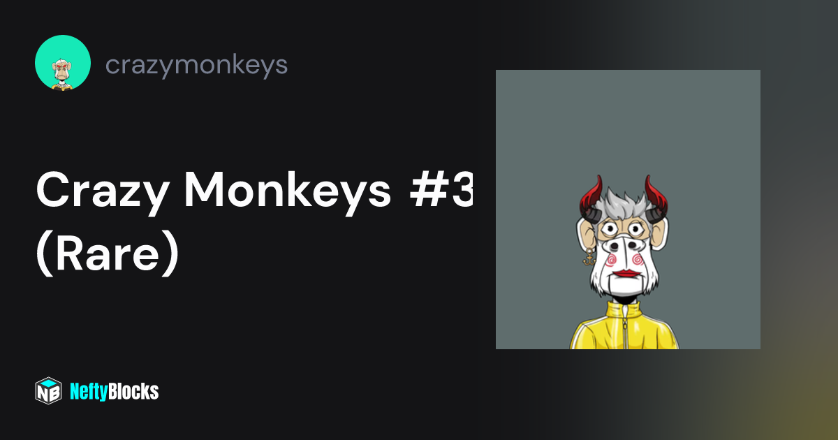 Crazy Monkeys #35 (Rare) - crazymonkeys on NeftyBlocks | The #1 Trade ...