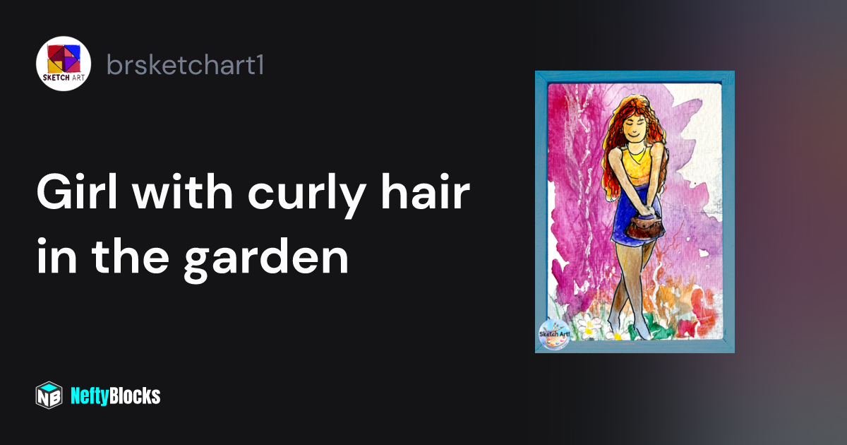 Girl with curly hair in the garden - brsketchart1 on NeftyBlocks | The ...