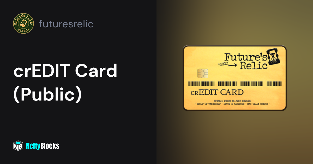 crEDIT Card (Public) - futuresrelic on NeftyBlocks | The #1 Trade to ...